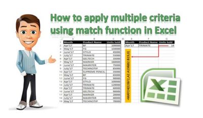 How to apply multiple criteria using match function in Excel